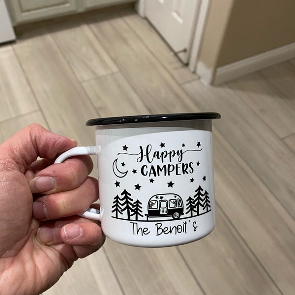 Camping Mug Happy Campers Campfire Mug, Personalized Glamping Mug ...