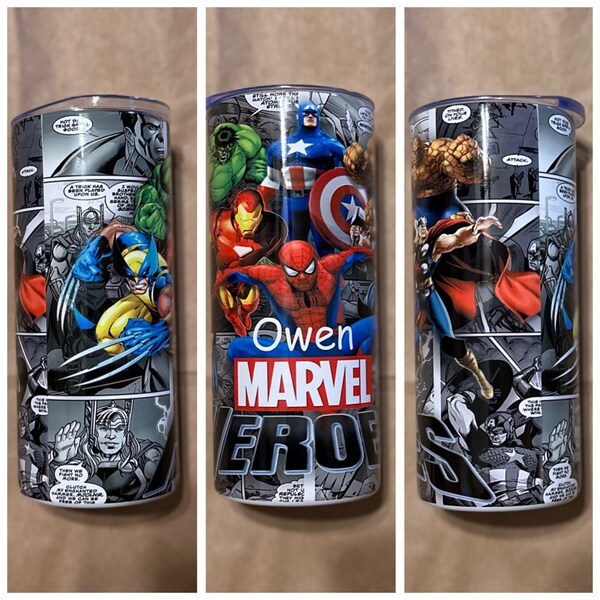 Marvel Heroes Tumbler Skinny / Marvel Heroes Mock-up Straight Design ...