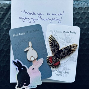 Black Rabbit White Rabbit Enamel Pin Lapel Pin Cloisonné Badge Bunnies ...