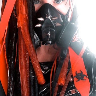 Red and Black Cybergoth Goggles With Custom Lens Sign Eyeglasses ...