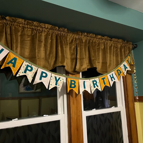 CUSTOM: Modern Fabric Made to Order Happy Birthday Banner, Handmade ...