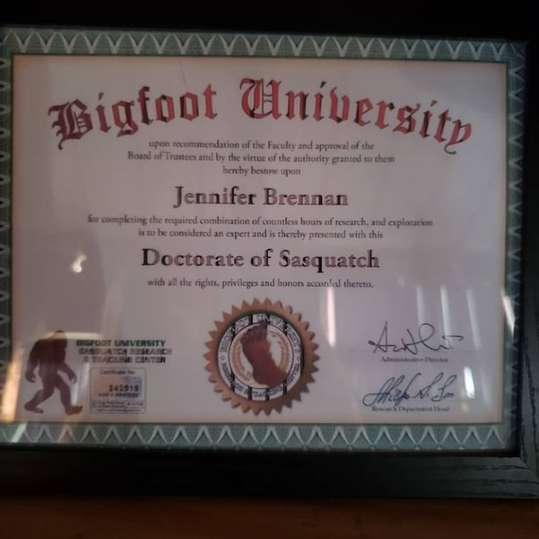 Personalized BIGFOOT University Certificate - Digital Download - Custom ...