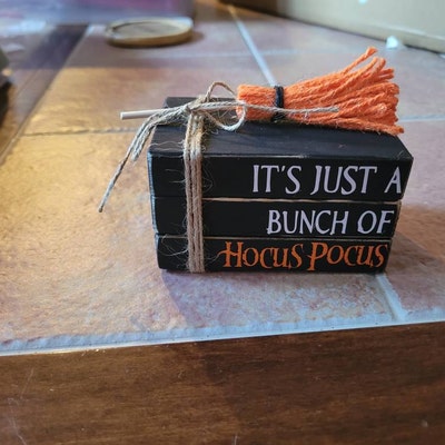 Halloween Mini Wood Book Stack/ Halloween Wood Book Stack/ Wood Books ...