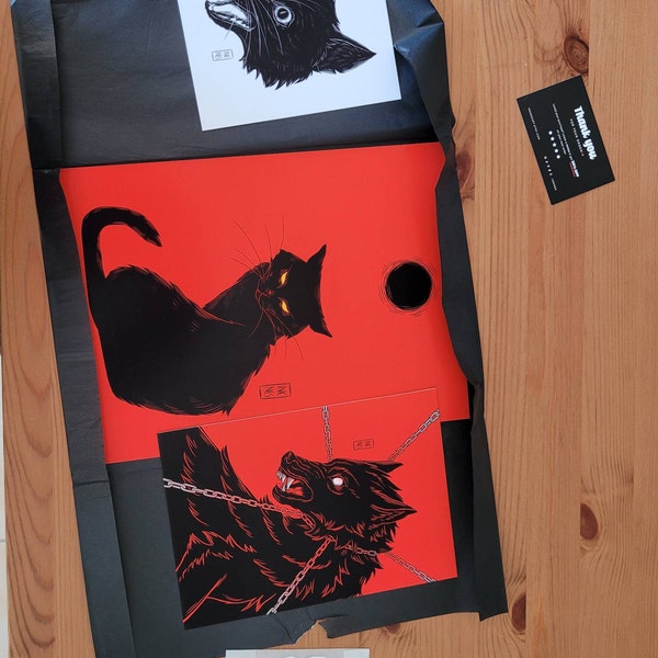 Black Wolf Chained | Red Background | Wolf Wall Art | Gothic Home Decor ...