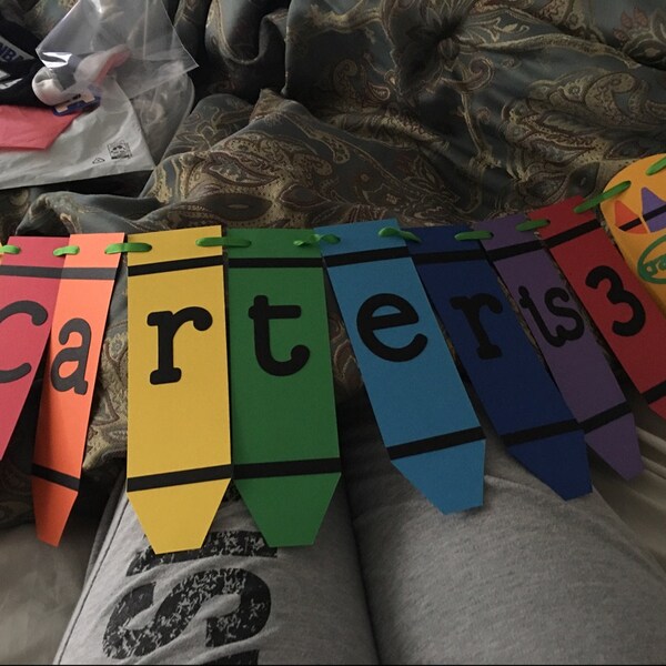 Color Crayon Banner, Crayon Birthday Party, Art Birthday Party, Teacher ...