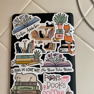 30 PCS Book and Cat Mix Vinyl Sticker Pack Love Reading Vinyl Stickers ...