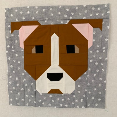 Pit Bull Terrier Dog Puppy Quilt Block PDF Pattern includes ...