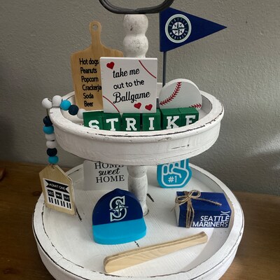 Baseball Tiered Tray Decor 10 Pc Set/ Baseball Shelf Sitter Decor/your ...