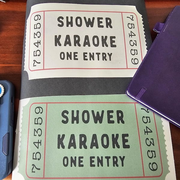 Shower Karaoke Ticket Horizontal Print Bathroom Retro Pink Cream ...