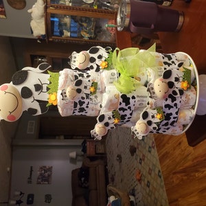 Cow Diaper Cake 3 Tier Farm Theme Diaper Cake, 3 Tier Diaper Cake Kit ...