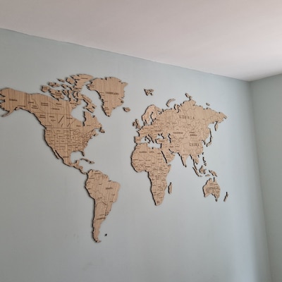 Silver Mirror World Map Wall Art Map of the World - Etsy