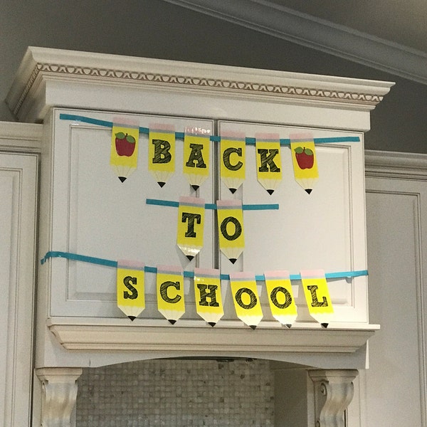 Back to School Pencil Banner. FULL ALPHABET, Instant Digital Download ...