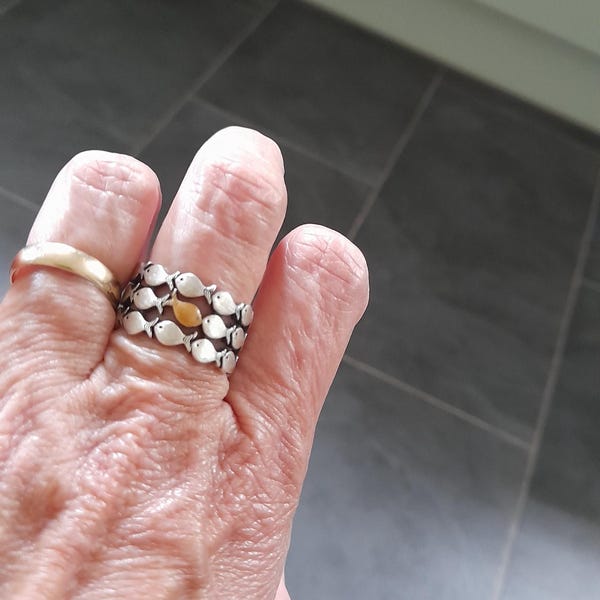 Swimming Against the Current. Sterling Adjustable Ring. School of Fish ...