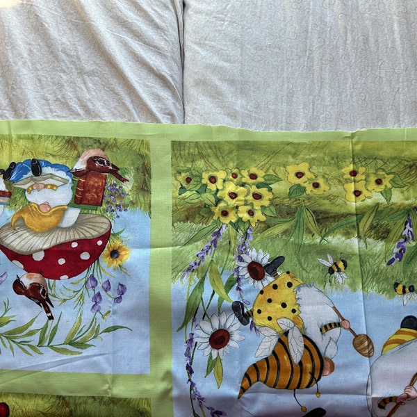 Henry Glass - Timber Gnomes Tree Farm Gnome Patchwork by Shelly Comiskey - Cotton Fabric by the ...