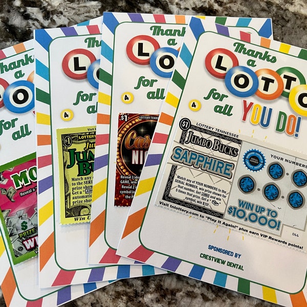 Lottery Ticket Holder, Thanks a Lotto for All You Do Card Printable, 2 ...