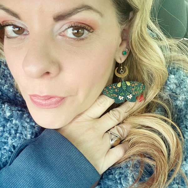 Moth Earrings Floral Butterfly Black Death Moth Halloween Earrings ...