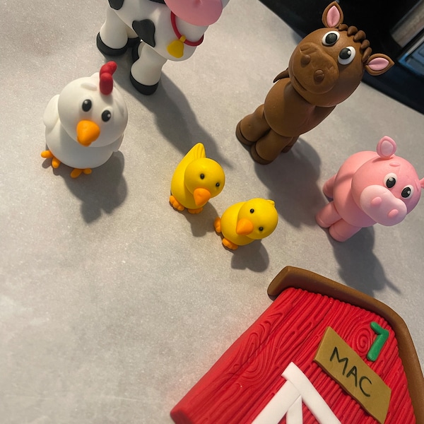 Fondant Farm Animals - Fondant Farm Cake Topper Fondant Pig Cow Sheep ...
