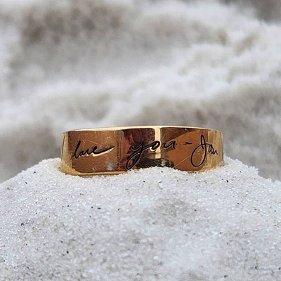 Personalized Finger Print Ring Stacking Signature Ring Actual ...