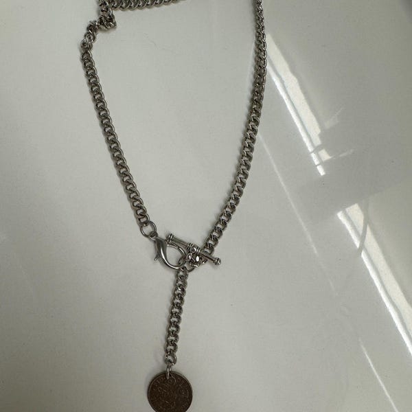 Albert Pocket Watch Chain With a ER II Brass Threepenny Bit Fob,silver ...