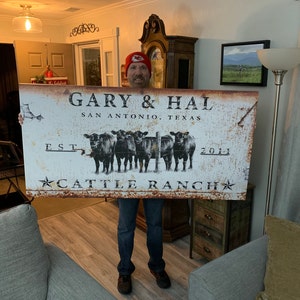 Rustic Cattle Ranch Sign Established Personalized Farmhouse Wall Art ...