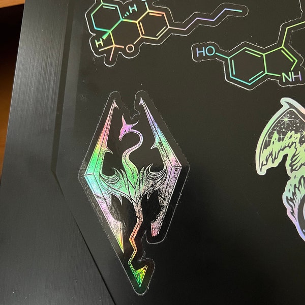 Elder Scrolls Skyrim Dragon Sticker Holographic Vinyl - Etsy