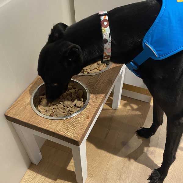 Handmade Tall Wooden Raised Pet Dog Bowl Stand Table Bespoke - Etsy UK