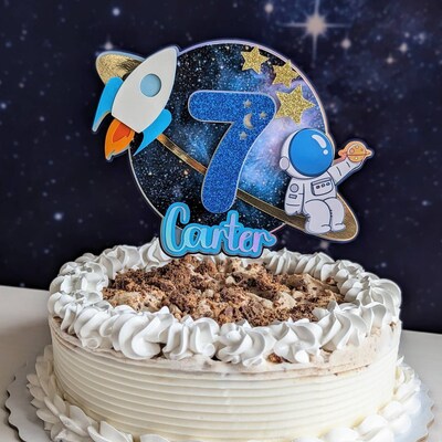 Topper de pastel espacial, fiesta de cumpleaños espacial, decoración de ...