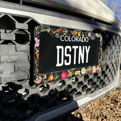 Floral License Plate Frame. Flower License Plate, Custom License Plate ...