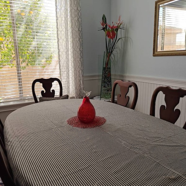 Striped Linen Tablecloth in Different Colors/raw Edge Striped Softened ...