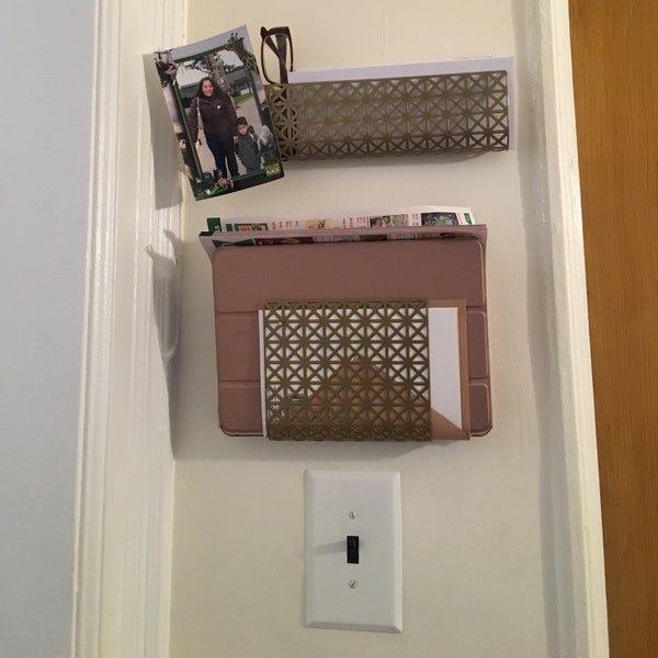 Mid Century Modern Perforated Steel Mail Holder Magazine Rack iPhone ...