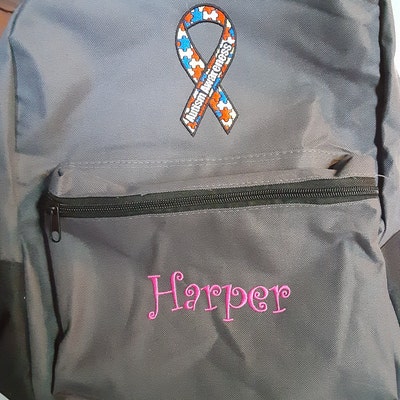 Personalized Kids Backpack Embroidered Autism Awareness Ribbon ...