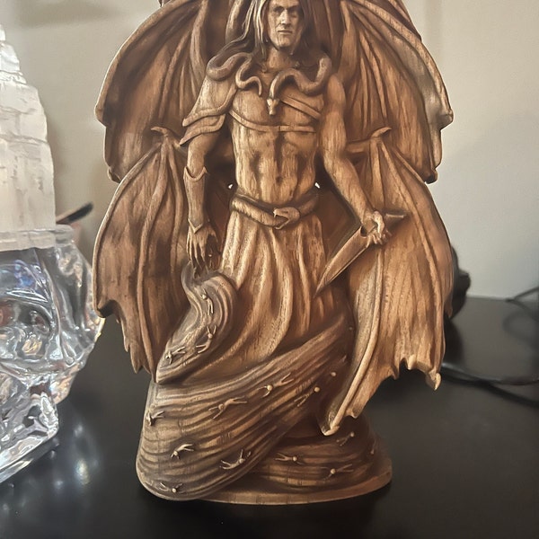 Handmade Samael Statue: Ash Wood Luciferian Occult Decor - Etsy