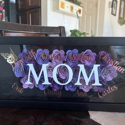 Mother's Day Floral Shadow Box Gift, Paper Flower Rose Shadow Box ...