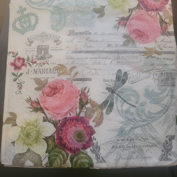 FREE SHIP Two Paper Luncheon Decoupage Art Craft Napkins design 434 ...