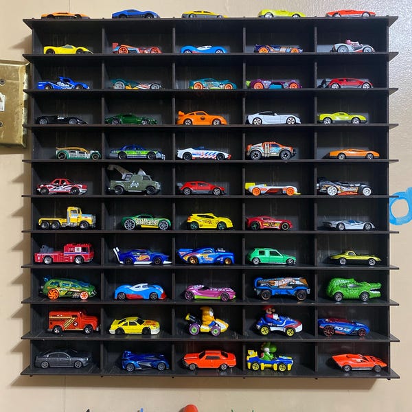 Green Toy Car Storage for 100 Cars, Wall Mounted Car Rack/shelf ...