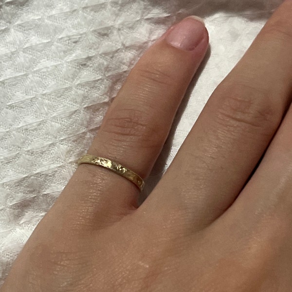 14 Karat, Solid Gold, Hand Engraved, Stackable Ring, Yellow Gold ...