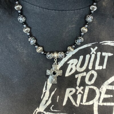Grunge Gothic Unique Weirdcore Aesthetic Beaded Necklace With Crescent ...