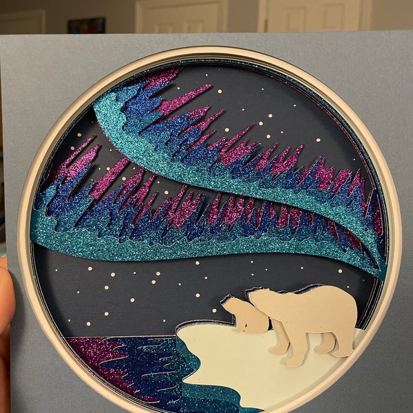 3D NORTHERN LIGHTS Svg - 3D Aurora Borealis Svg - WINTER Shadow Box Svg ...