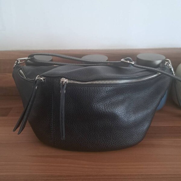 XL Silver Sling Bag, Oversized Silver Chest Bag, XL Bum Bag, Holiday ...