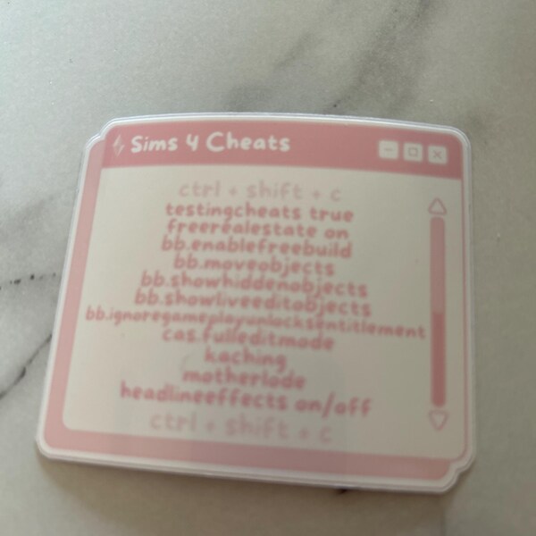 Sims 4 Cheat List Sticker | Sims 4 Cheat Sticker | Sims Sticker | Video Game Sticker | Sims 4 ...