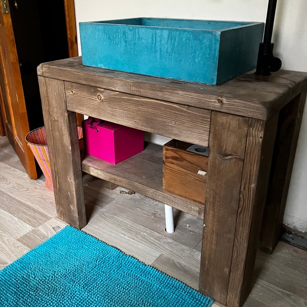 Rustic Wash Stand Shelf Washstand Sink Unit Hand Crafted Rustic ...