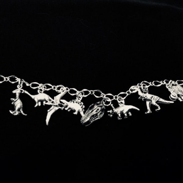 Dinosaur Bracelet. Paleontology Charm Bracelet. Dinosaur Lover Bracelet ...