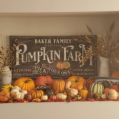 Personalized Pumpkin Farm Sign Fall Halloween Family Name Modern ...