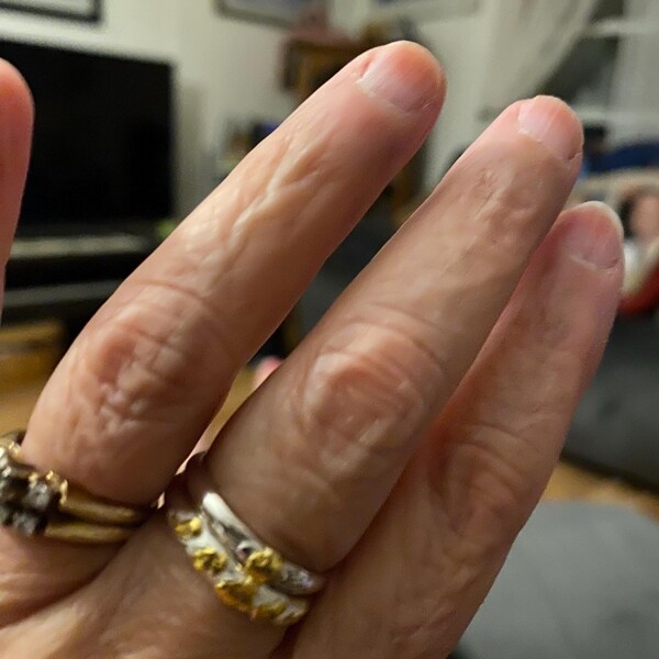 Wide Single Nugget Ring - Sterling Silver and Natural Gold Nugget Ring ...