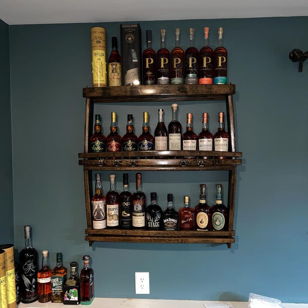 Whiskey Barrel Stave Wall Mounted Liquor Cabinet, Reclaimed Wood ...
