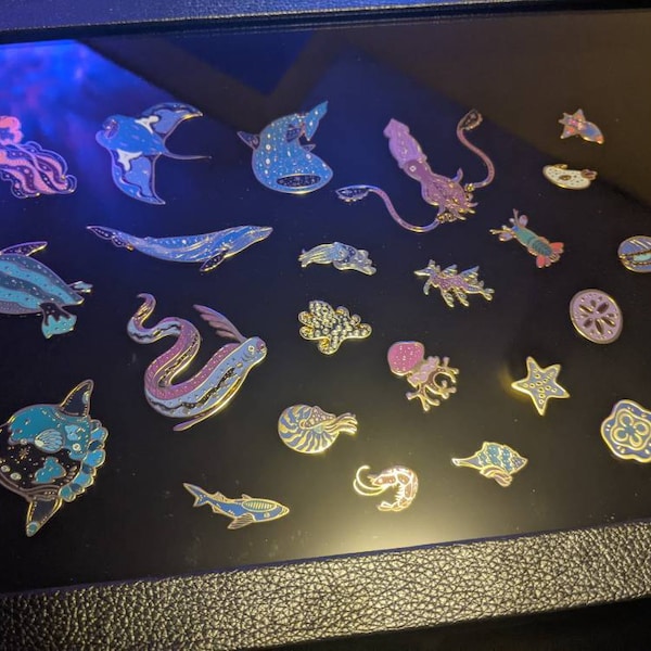 Sea Creature Enamel Pin Set: Lovely Leviathans, Celesitial Enamel Pins ...