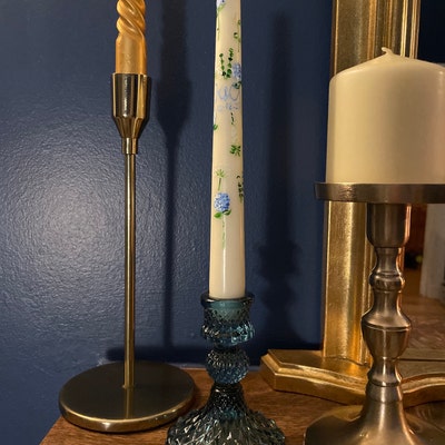 Cut Coloured Glass Candlestick Blue Candlestick, Green Candlestick ...