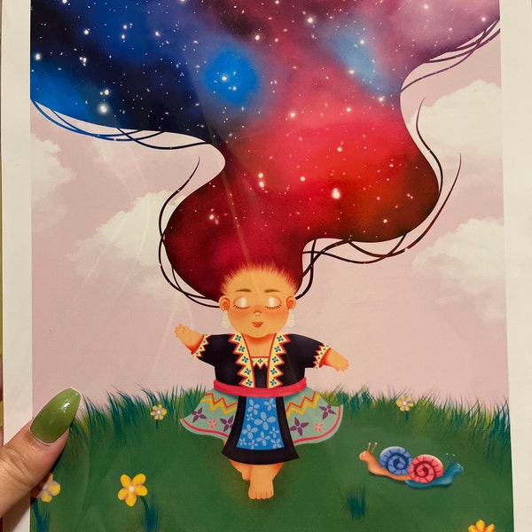 All American Hmong Girl Art Print Starry Wall Art Decor, Nursery Decor ...