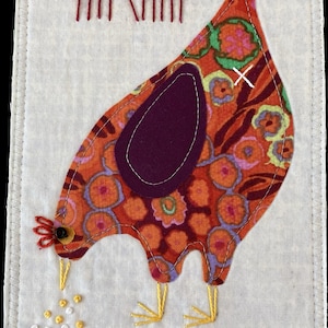 PDF Pattern for Quilted Fabric Postcard With Hollyhocks / PDF Postcard ...