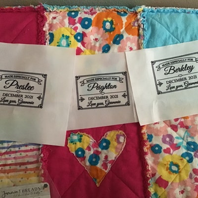 Custom Quilt Labels in Cotton or Polyester. This is a Single Label. We ...